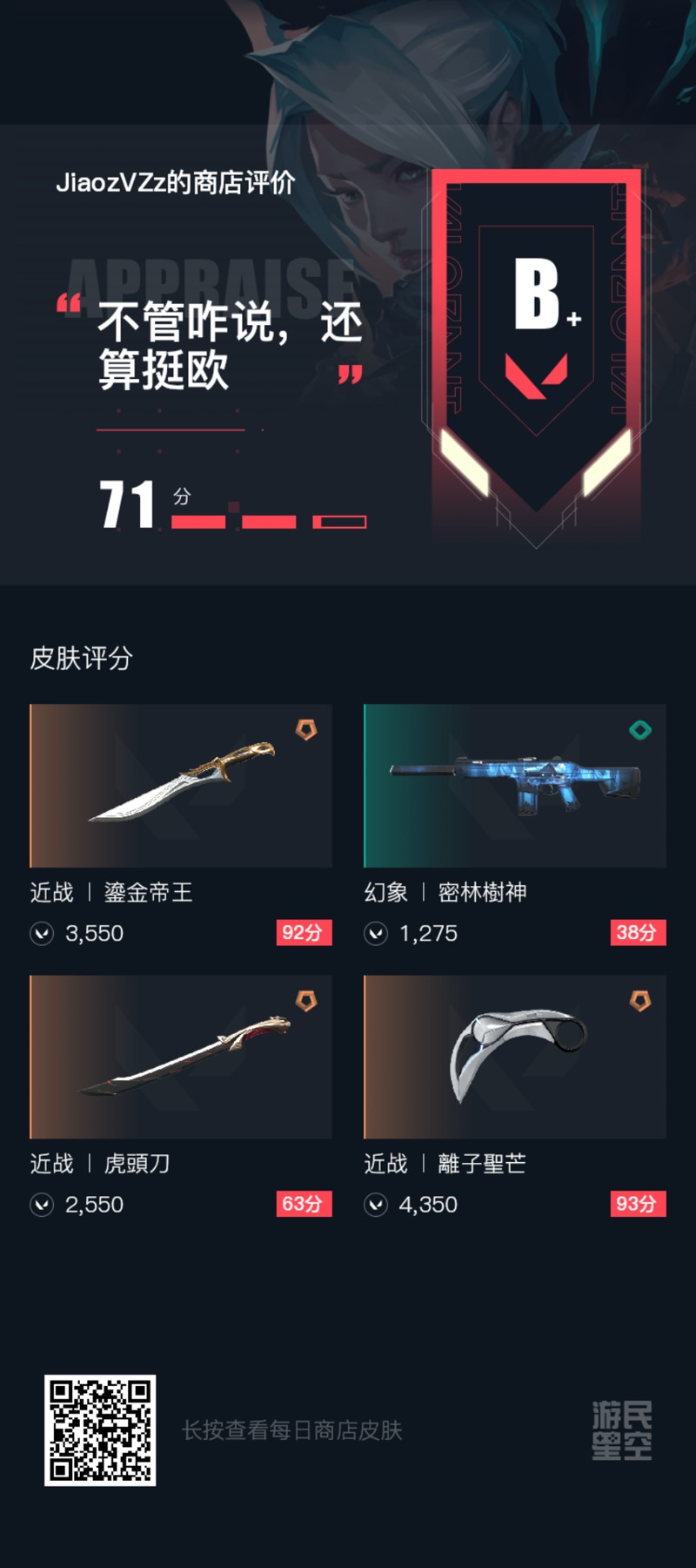 直接就是对我的钱包进行一个致命打击瓦罗兰特游民星空